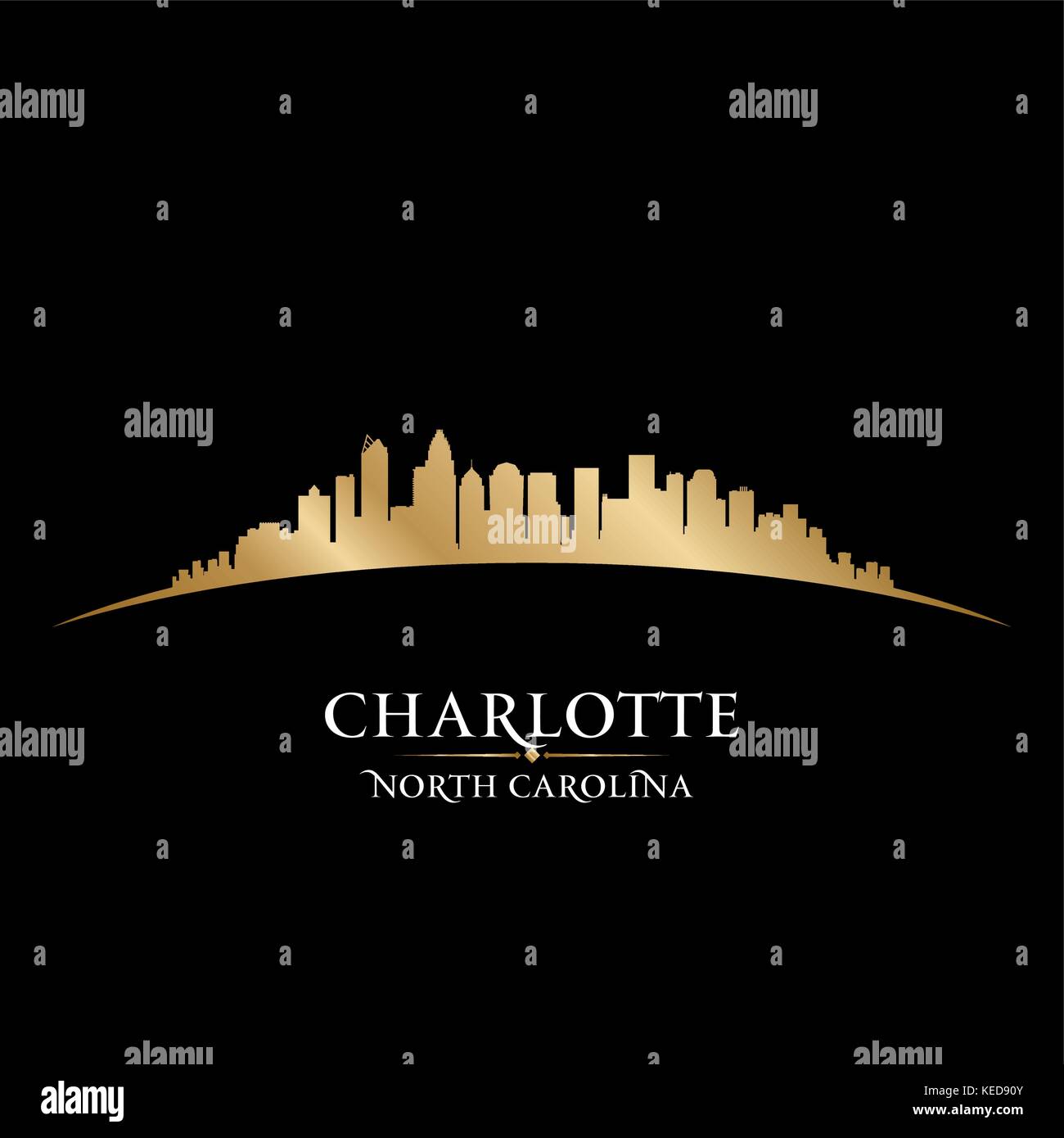 Charlotte North Carolina city skyline silhouette. Vector illustration ...