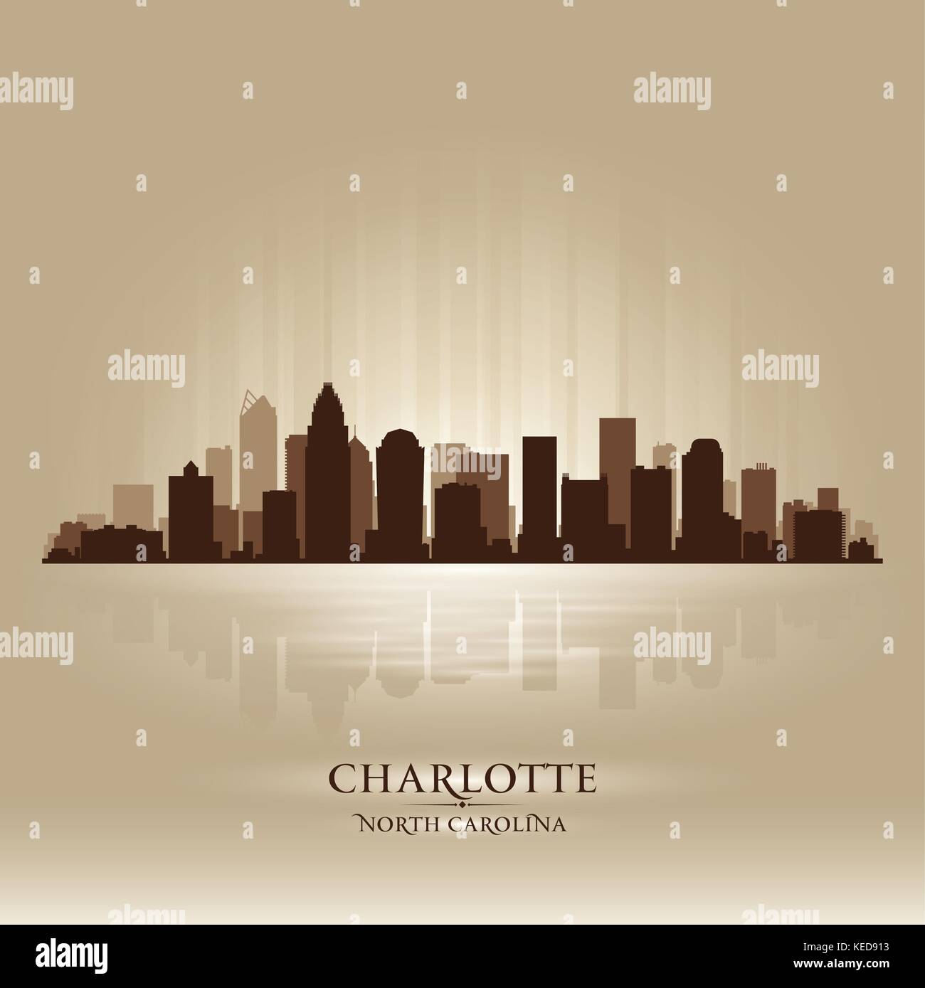Charlotte North Carolina city skyline silhouette. Vector illustration ...
