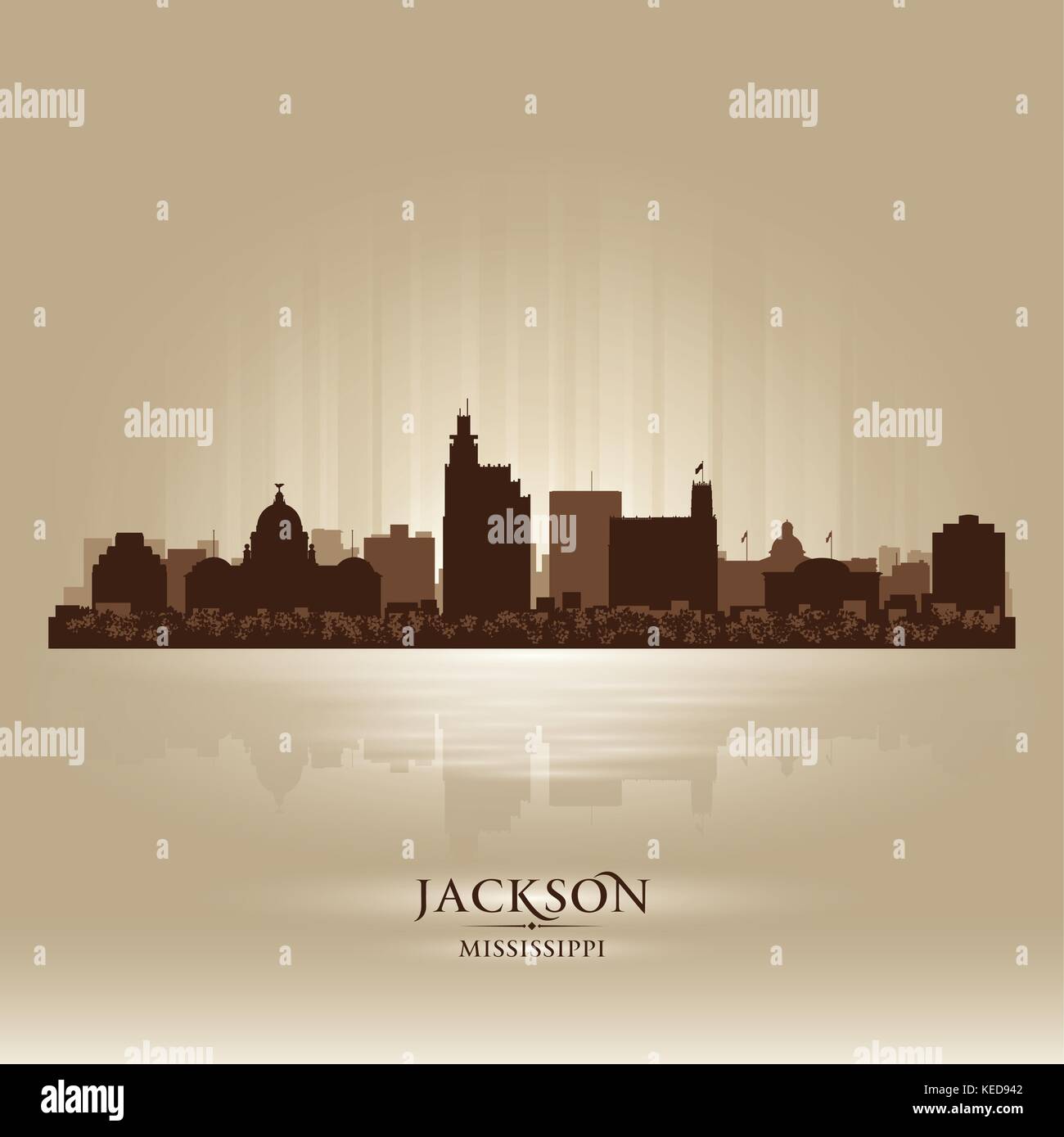 Jackson Mississippi city skyline silhouette. Vector illustration Stock ...