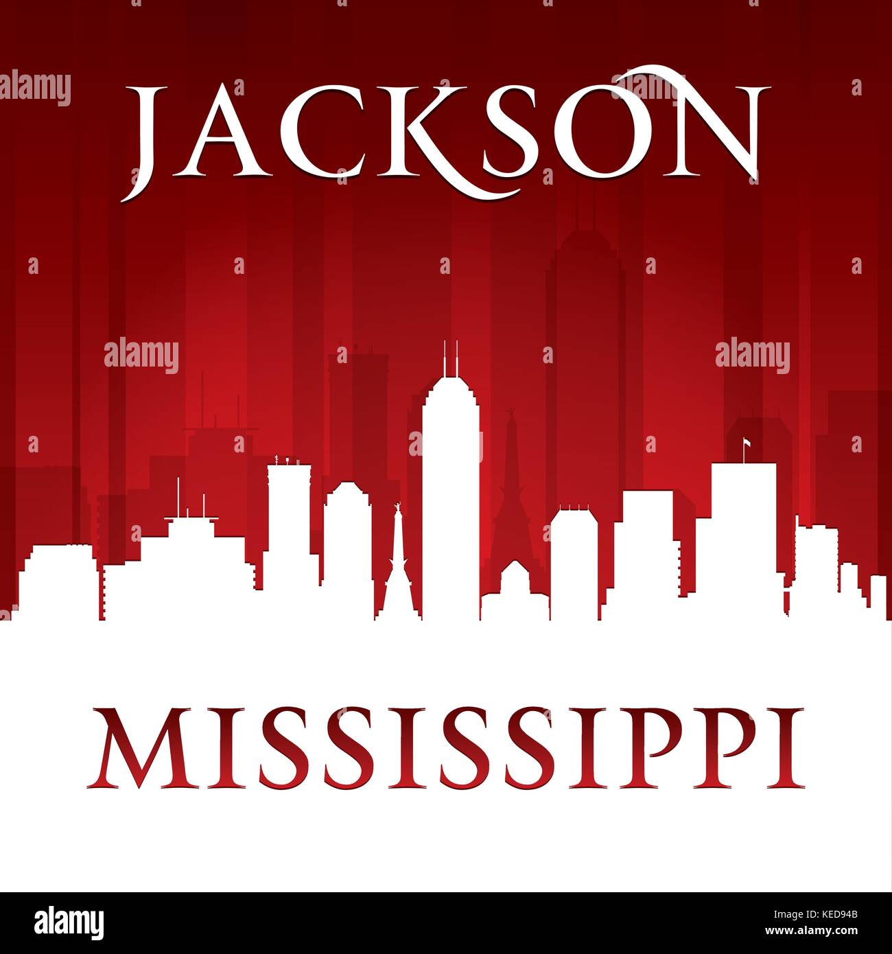 Jackson Mississippi city skyline silhouette. Vector illustration Stock ...