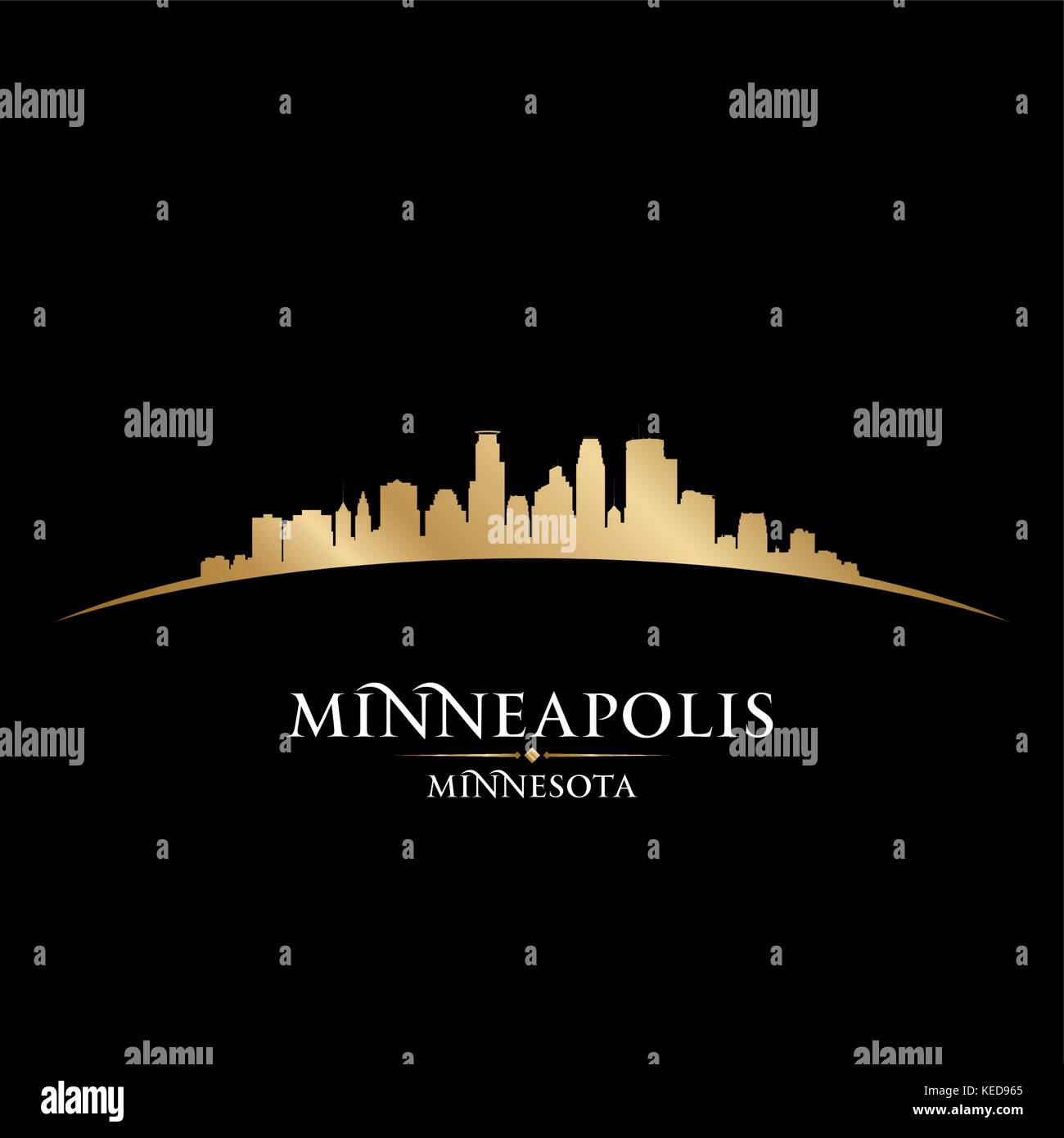 Minneapolis Minnesota city skyline silhouette. Vector illustration ...