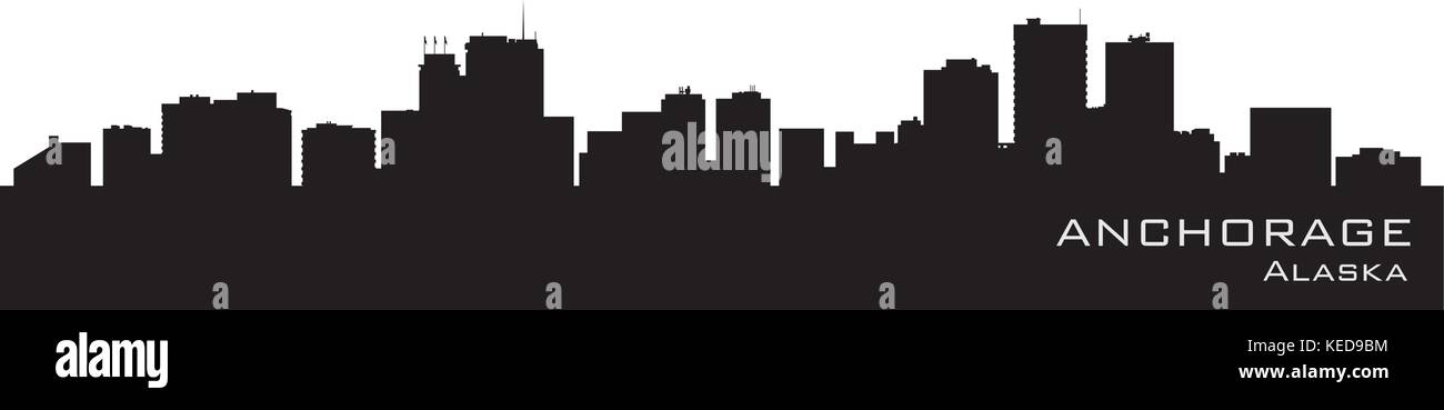 Anchorage, Alaska skyline. Detailed vector silhouette Stock Vector ... Anchorage, Alaska skyline. Detailed vector silhouette Stock Vector ...