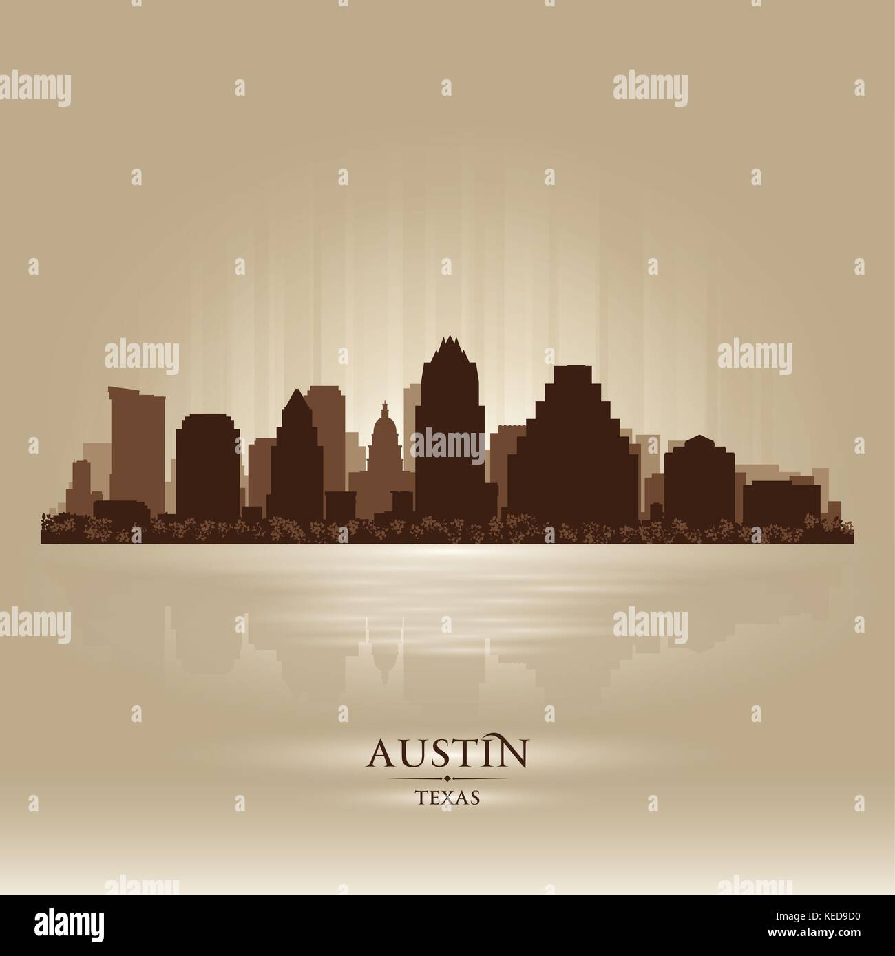 Austin Texas city skyline silhouette. Vector illustration Stock Vector ...