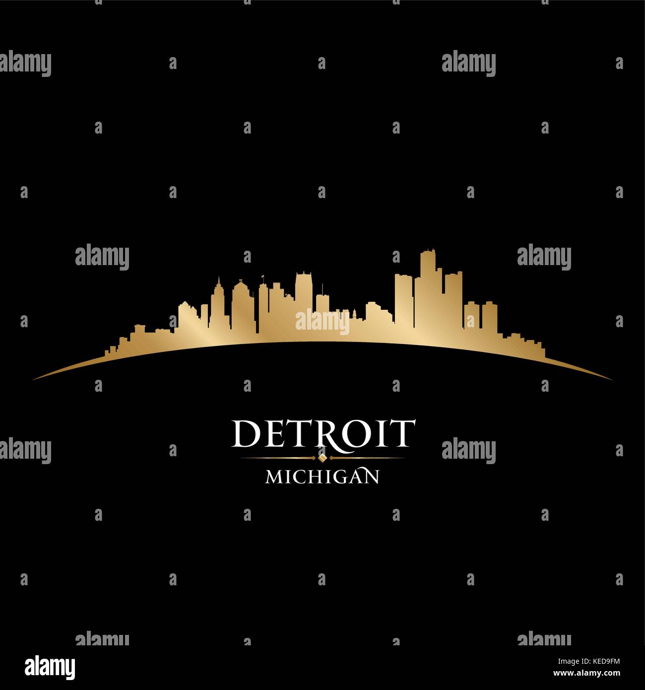 Detroit City Skyline Silhouette