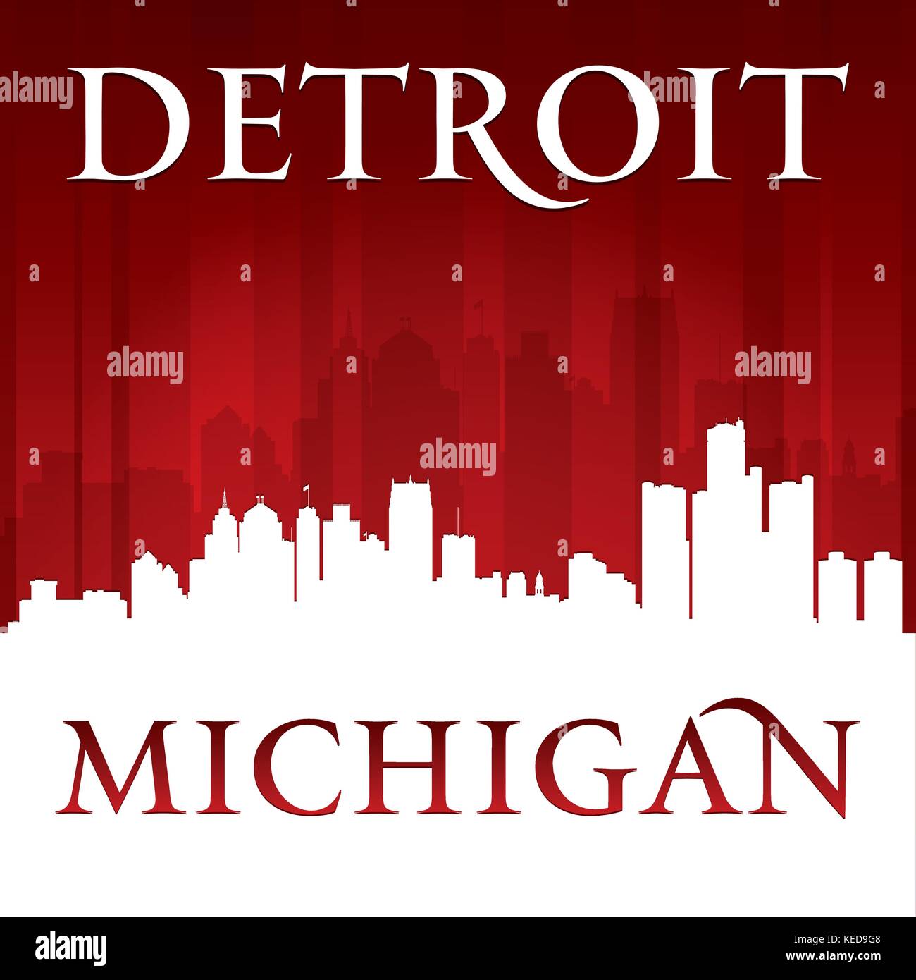 Detroit Michigan city skyline silhouette. Vector illustration Stock ...
