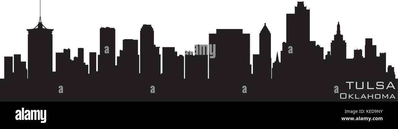Tulsa, Oklahoma skyline. Detailed vector silhouette Stock Vector Image ...