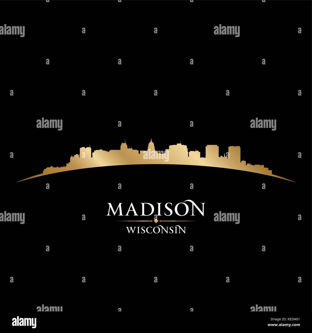 Madison Wisconsin city skyline silhouette. Vector illustration Stock ...