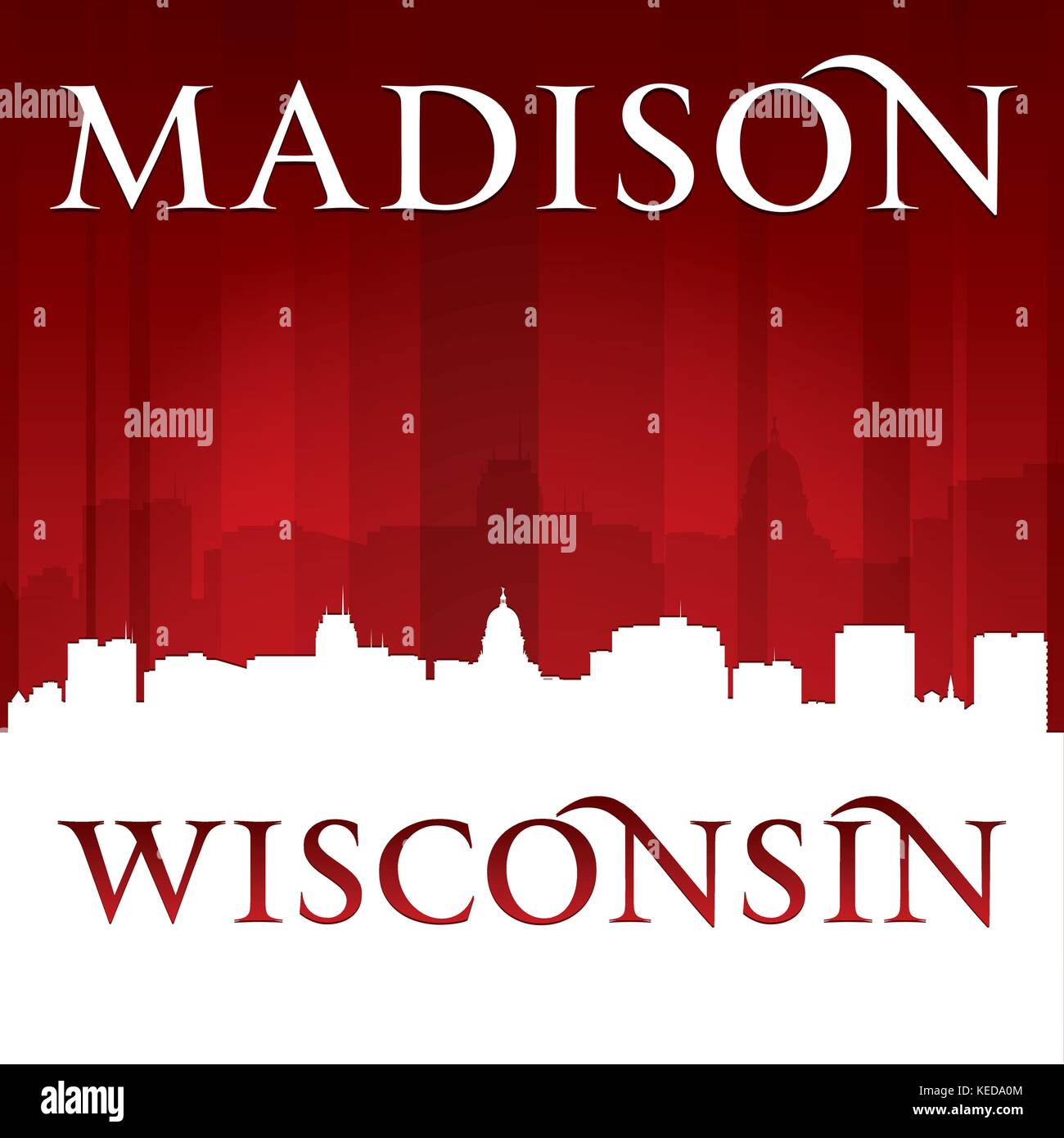 Madison Wisconsin city skyline silhouette. Vector illustration Stock ...