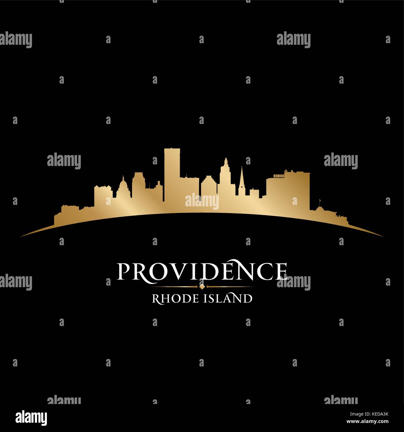 Providence Rhode Island city skyline silhouette. Vector illustration ...
