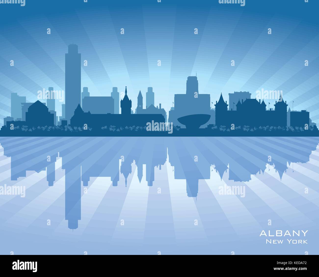 Albany New York city skyline vector silhouette illustration Stock ...