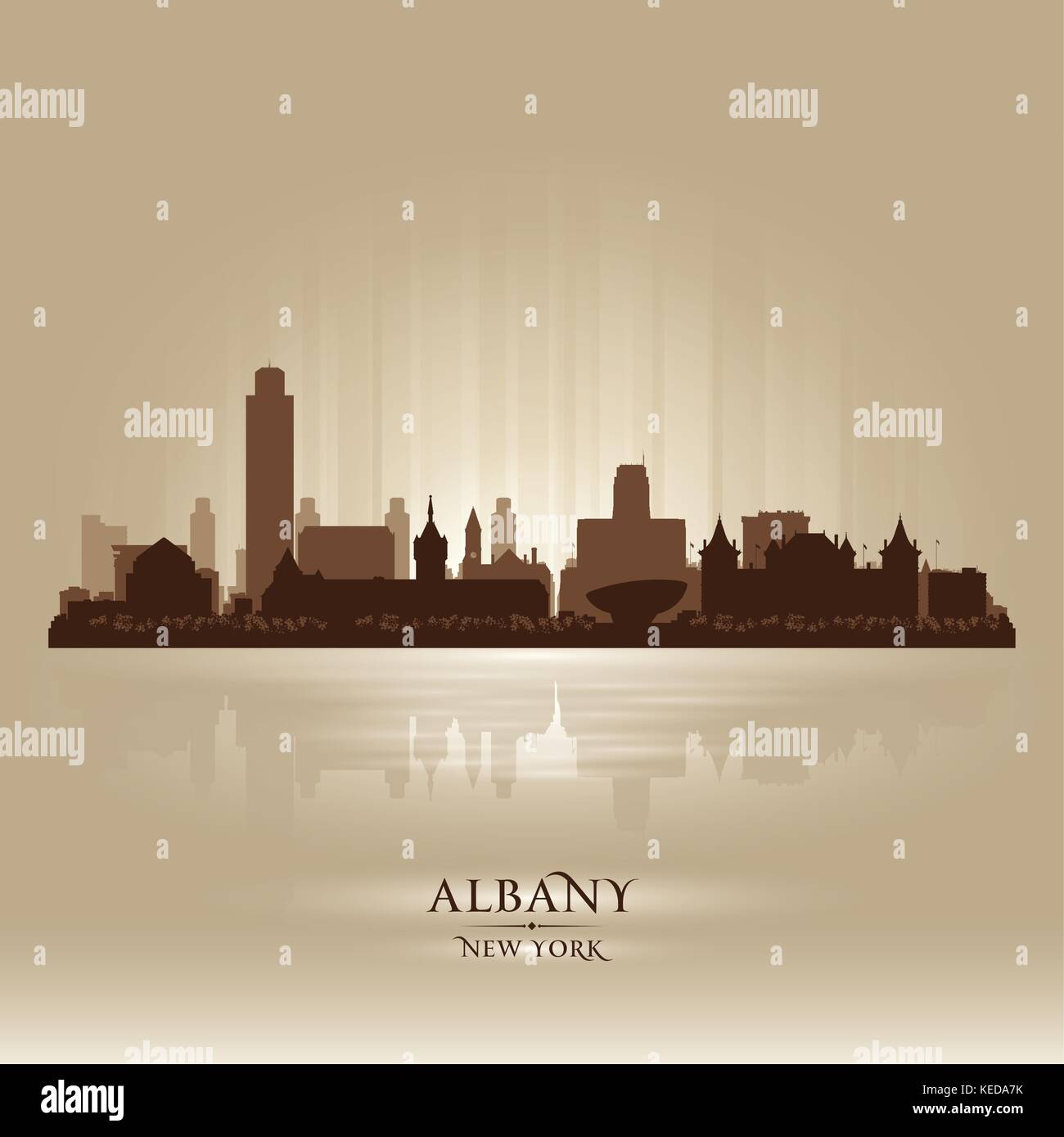 Albany New York city skyline vector silhouette illustration Stock ...