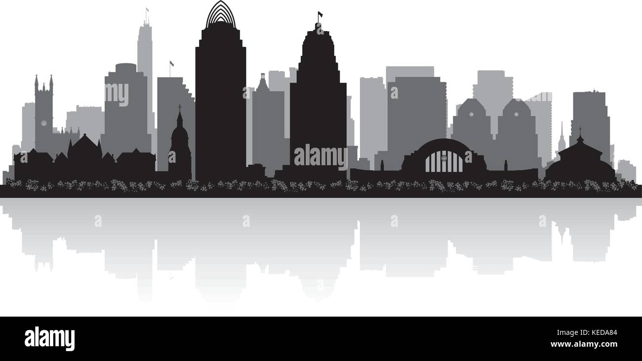 Cincinnati Ohio city skyline vector silhouette illustration Stock ...