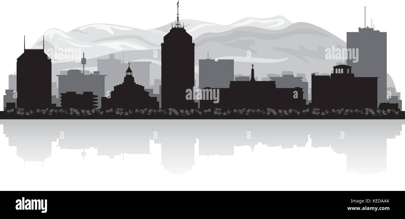 Fresno California city skyline vector silhouette illustration Stock ...