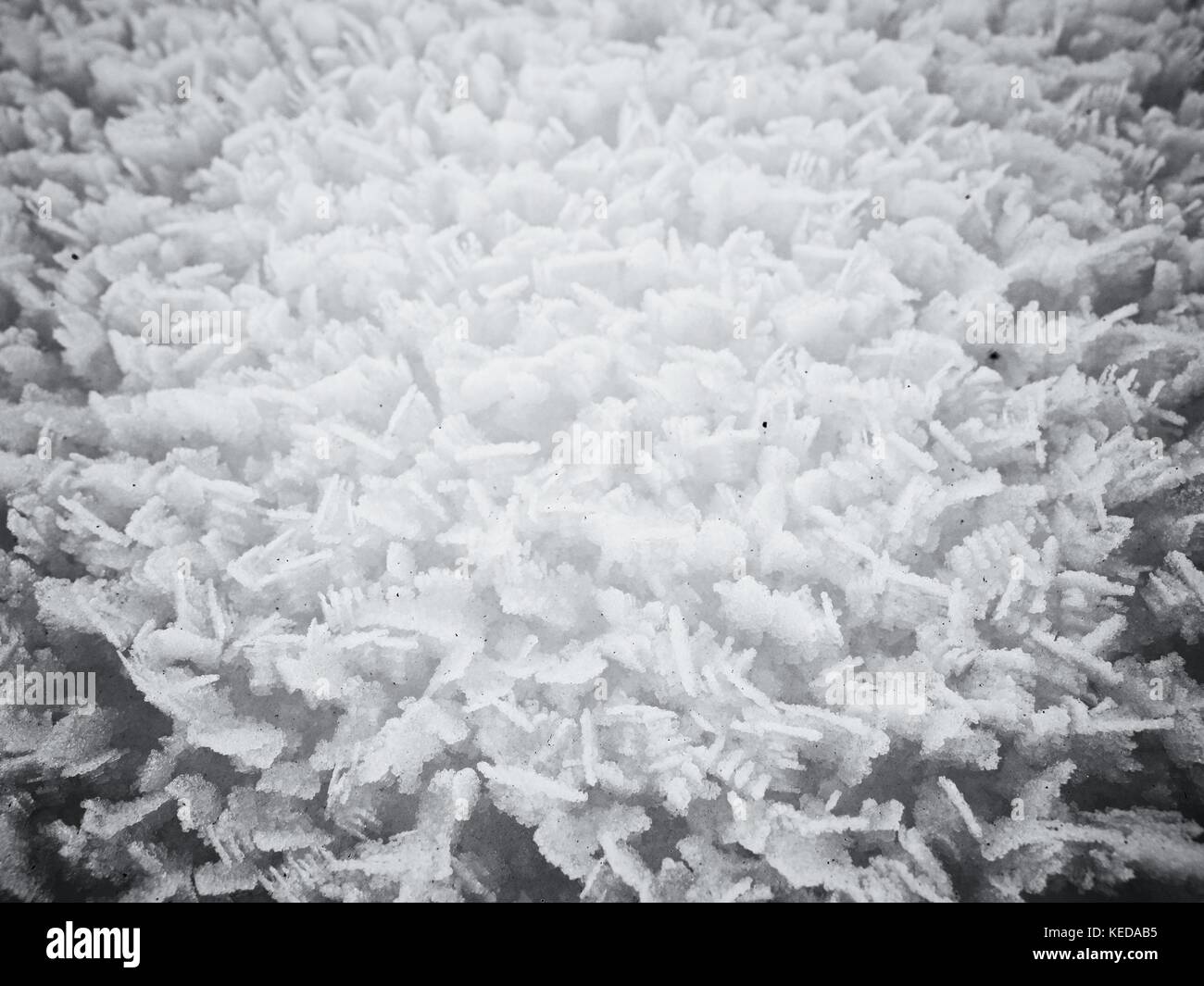 Stucture of crystal snow surface from very close distance. Frozen snow ...