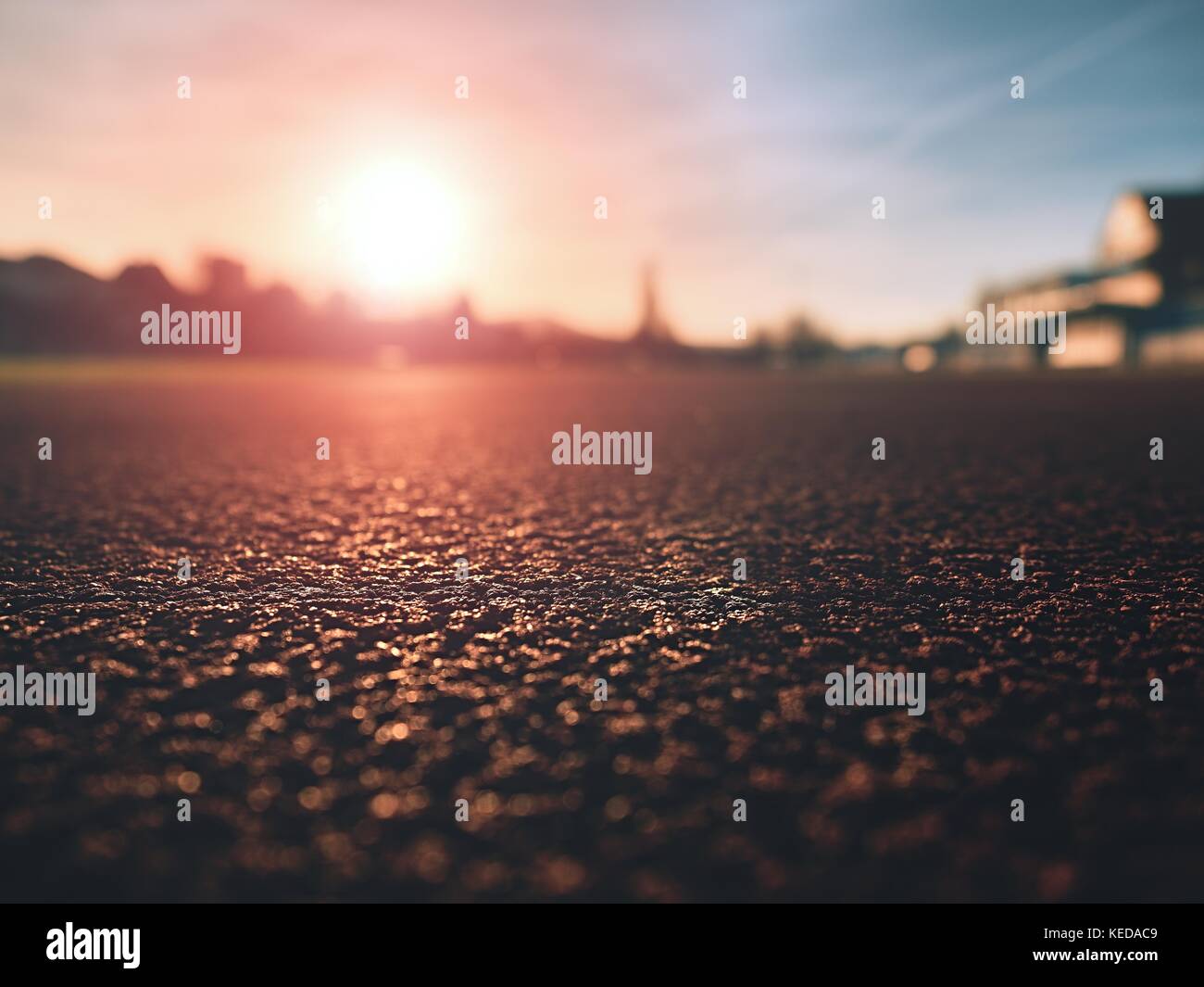 Detailed Running Track At A Sport Stadium. Close up red racetrack ...