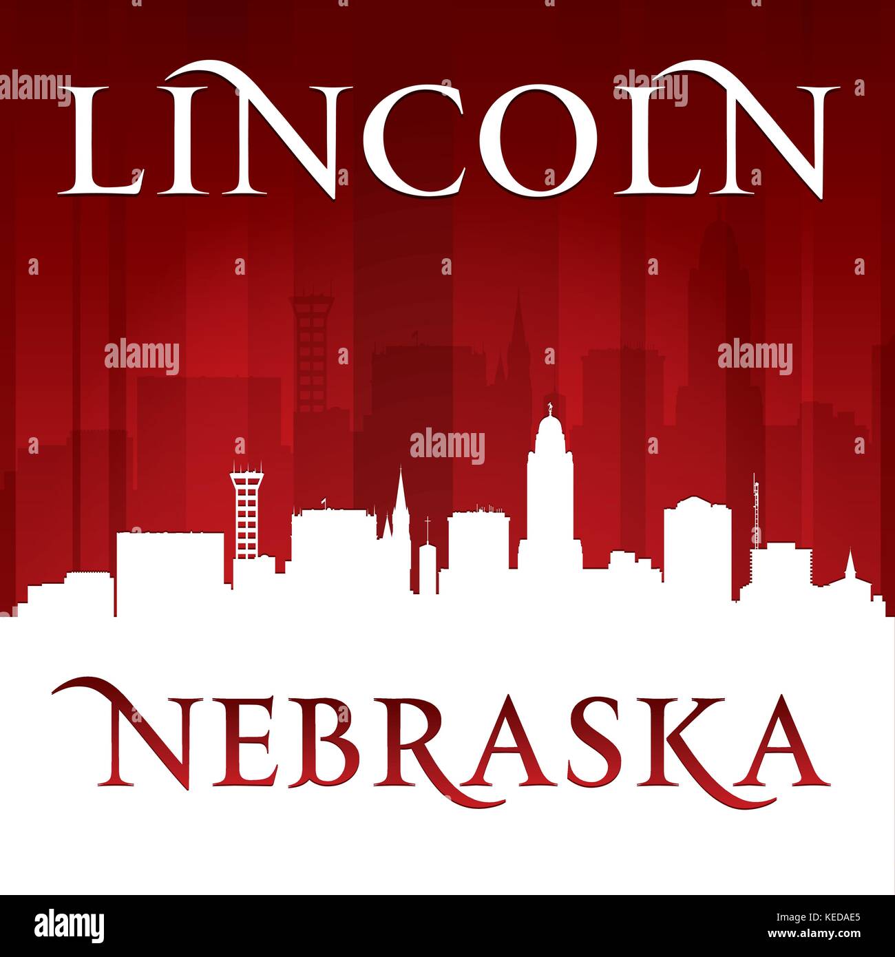 Lincoln Nebraska city skyline silhouette. Vector illustration Stock ...