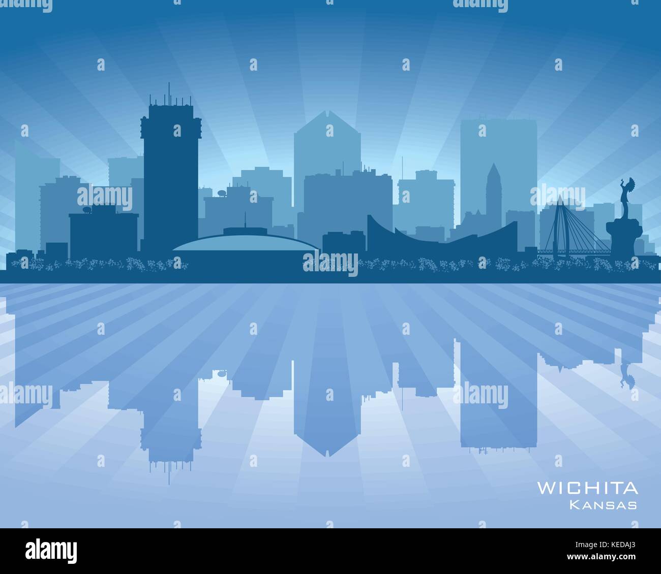 Wichita Kansas city skyline vector silhouette illustration Stock Vector ...