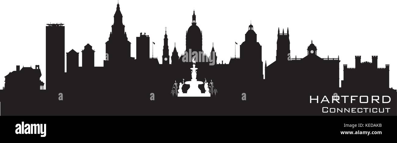 Hartford Connecticut skyline Detailed vector silhouette Stock Vector ...