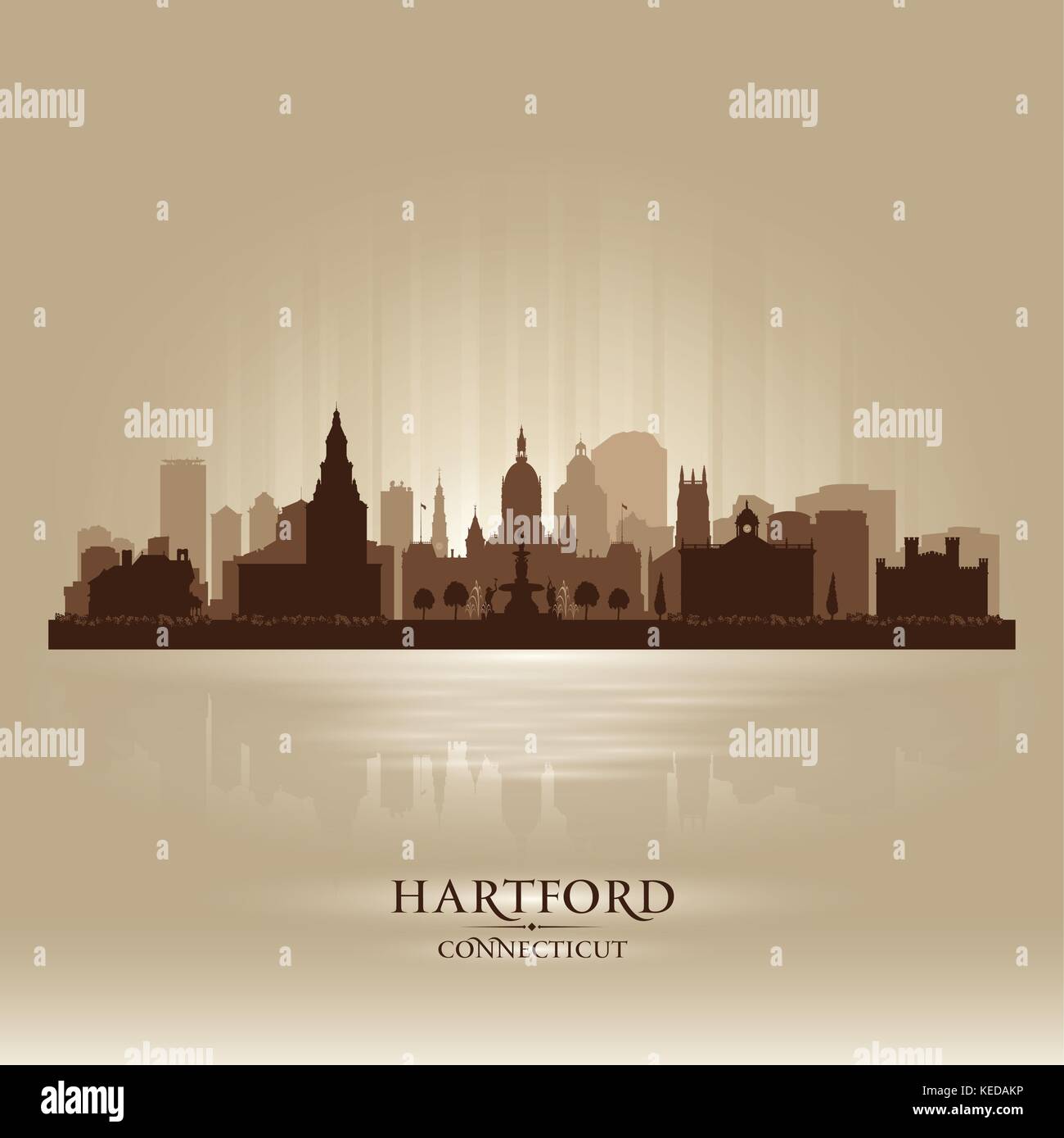 Hartford Connecticut city skyline vector silhouette illustration Stock ...