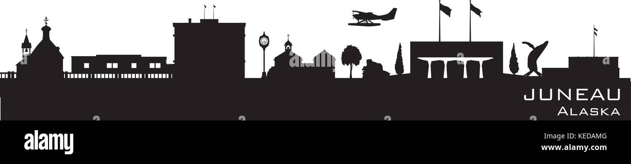 Juneau Alaska skyline Detailed vector silhouette Stock Vector Image ...