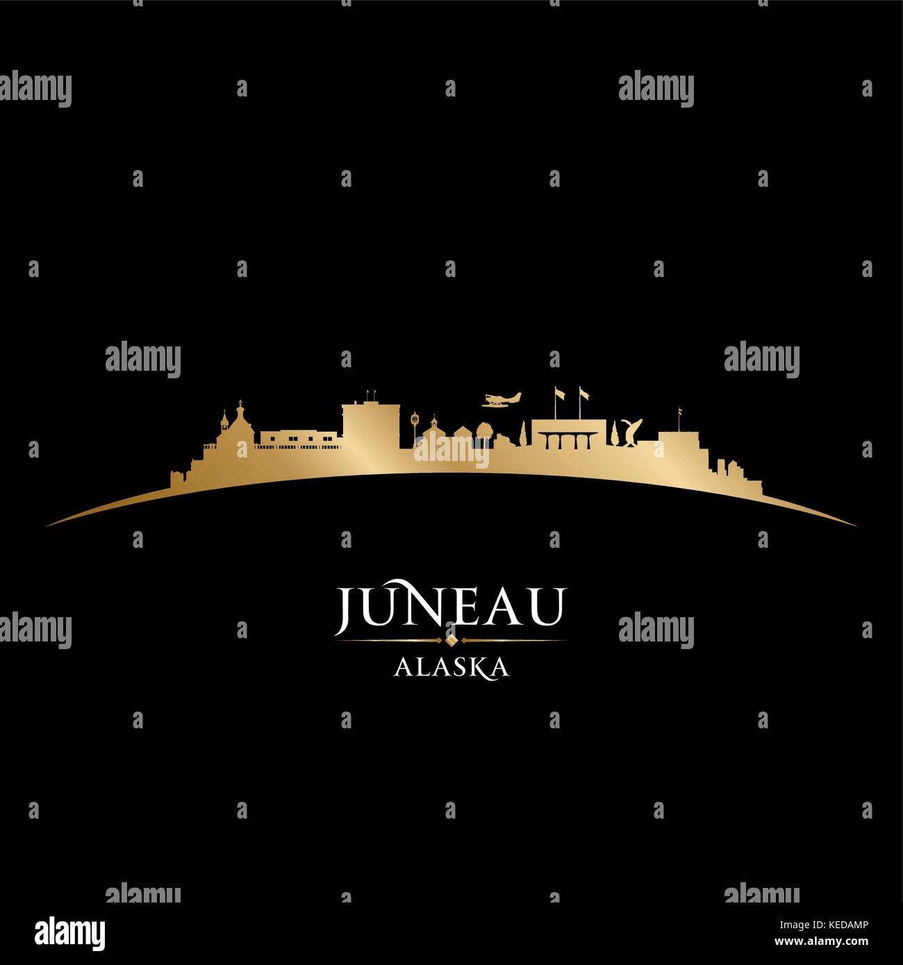 Juneau Alaska city skyline silhouette. Vector illustration Stock Vector ...