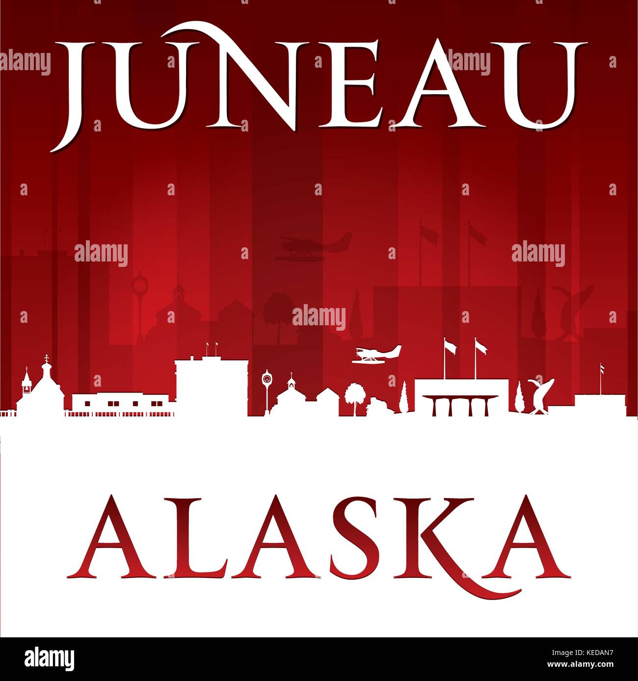 Juneau Alaska city skyline silhouette. Vector illustration Stock Vector ...