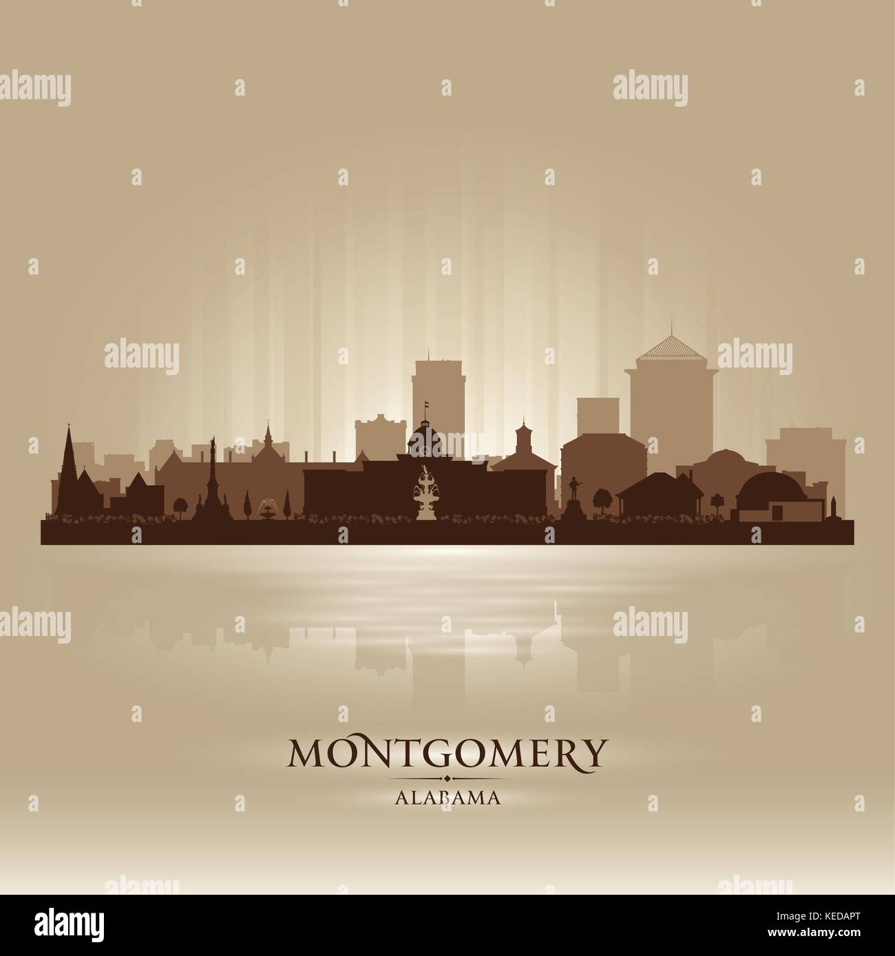 Montgomery Alabama city skyline vector silhouette illustration Stock ...