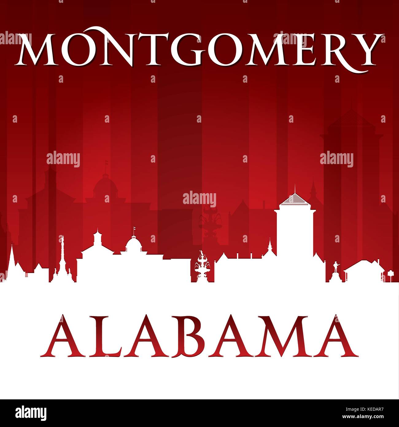 Montgomery Alabama city skyline silhouette. Vector illustration Stock ...