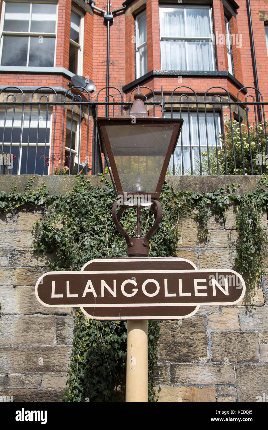 Station Platform Sign, Heritage Railway; Llangollen; Wales; UK Stock ...