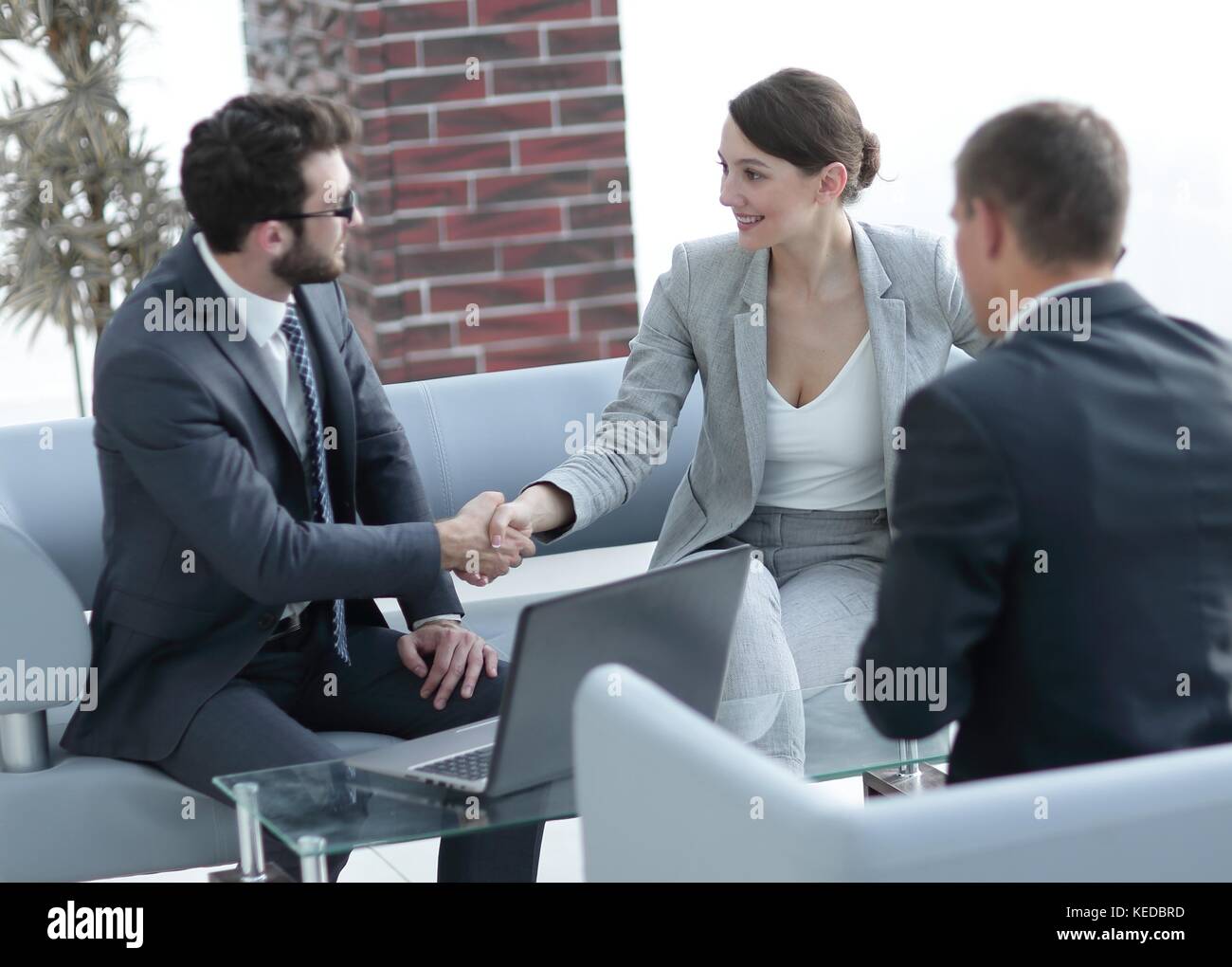 business handshake women with the client Stock Photo - Alamy