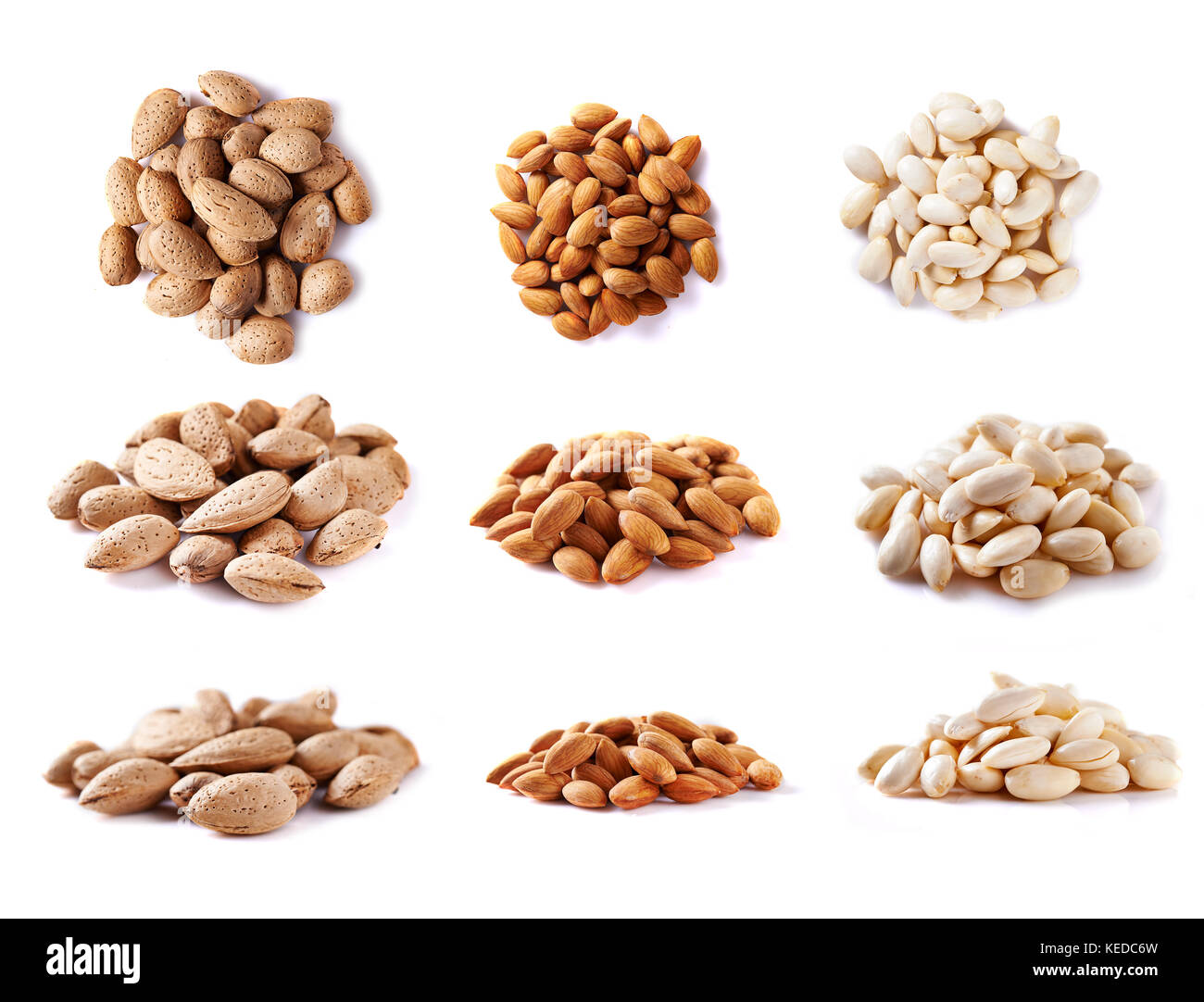 almonds in shell, unshelled isolated on white background Stock Photo ...