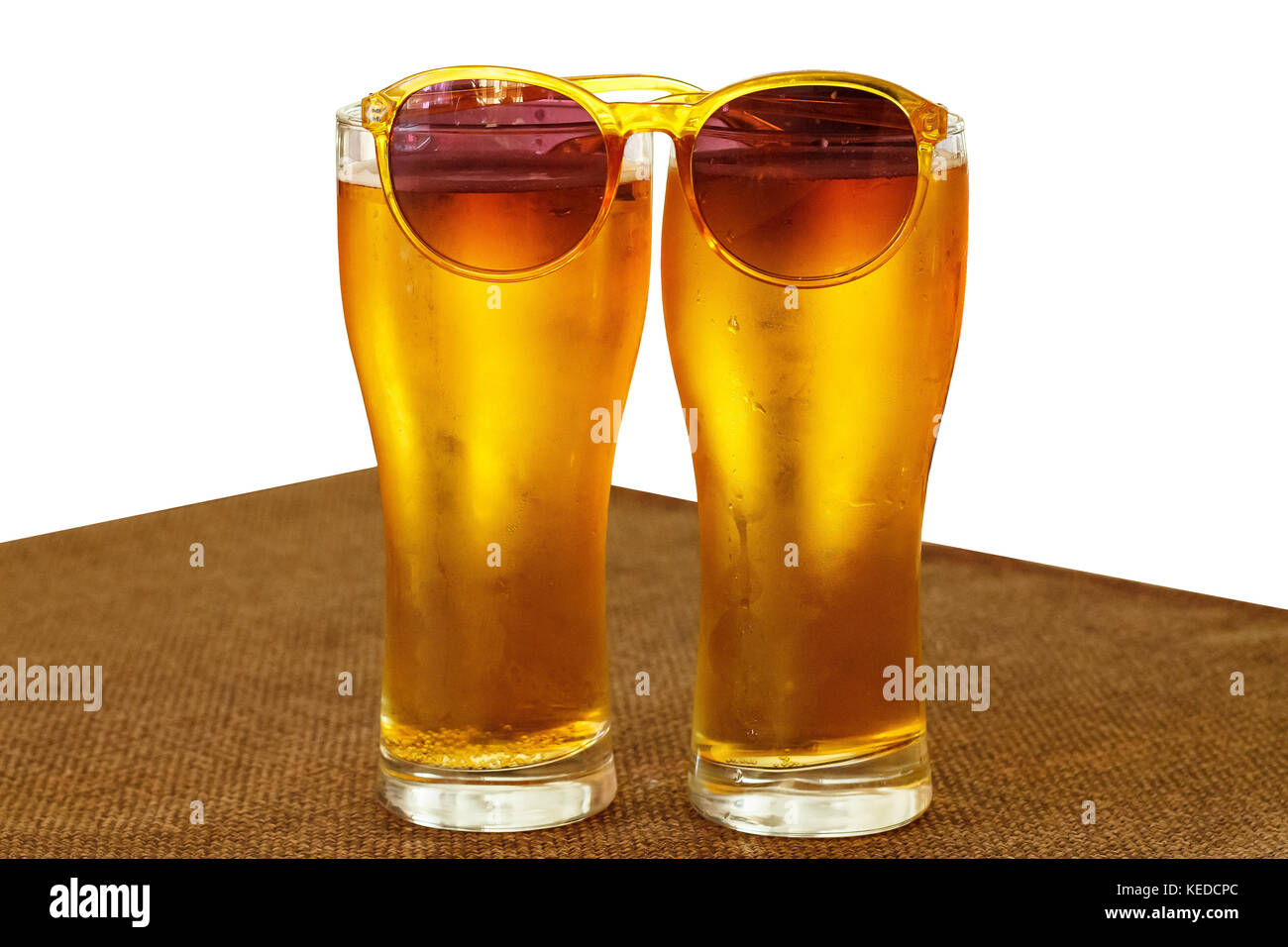 Beer in glasses, isolated image on white background. alcohol drink ...