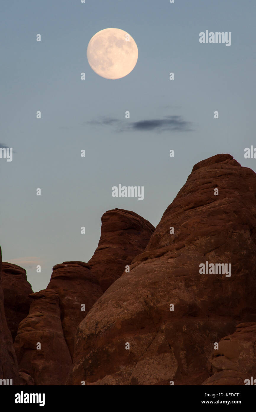 Full moon over fiery furnace a maze like passageway, Arches National ...