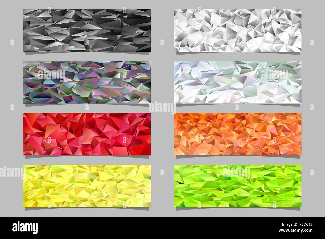 Low poly triangle tile mosaic banner template background set - trendy ...