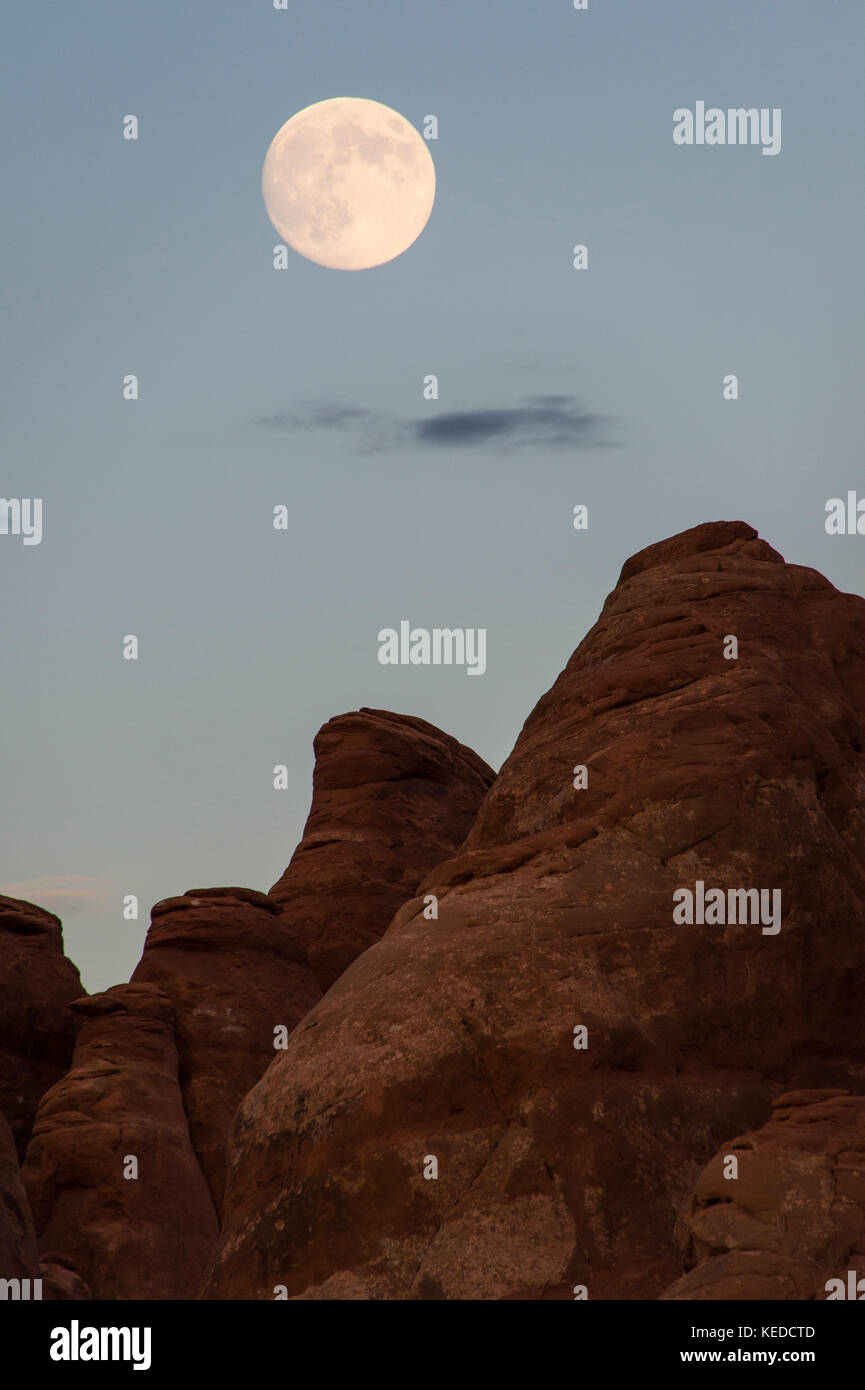 Full moon over fiery furnace a maze like passageway, Arches National ...