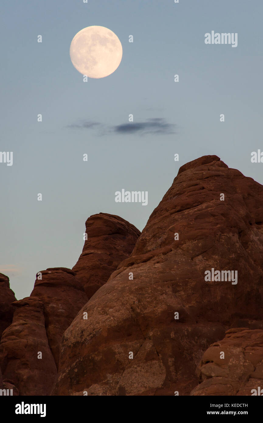 Full moon over fiery furnace a maze like passageway, Arches National ...