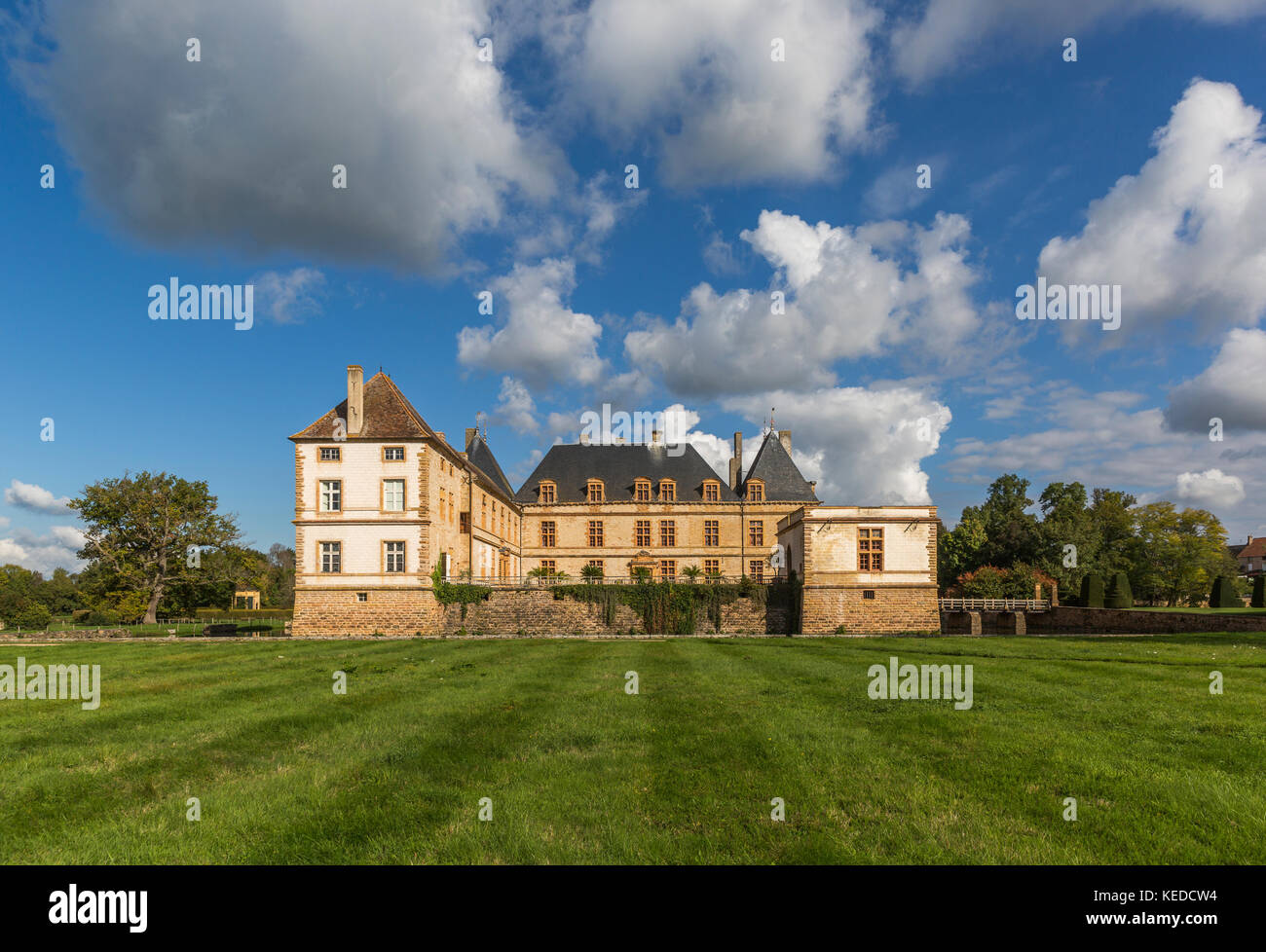 The moated Cormatin castle in South Burgundy Stock Photo - Alamy