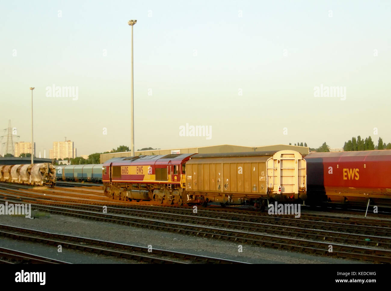 Class 66 locomotive and wagons in Washwood Heath sidings at Birmingham ...