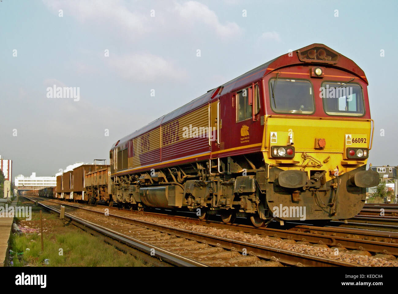 Class 66 locomotive on an engineers train at Wimbledon, London Stock ...