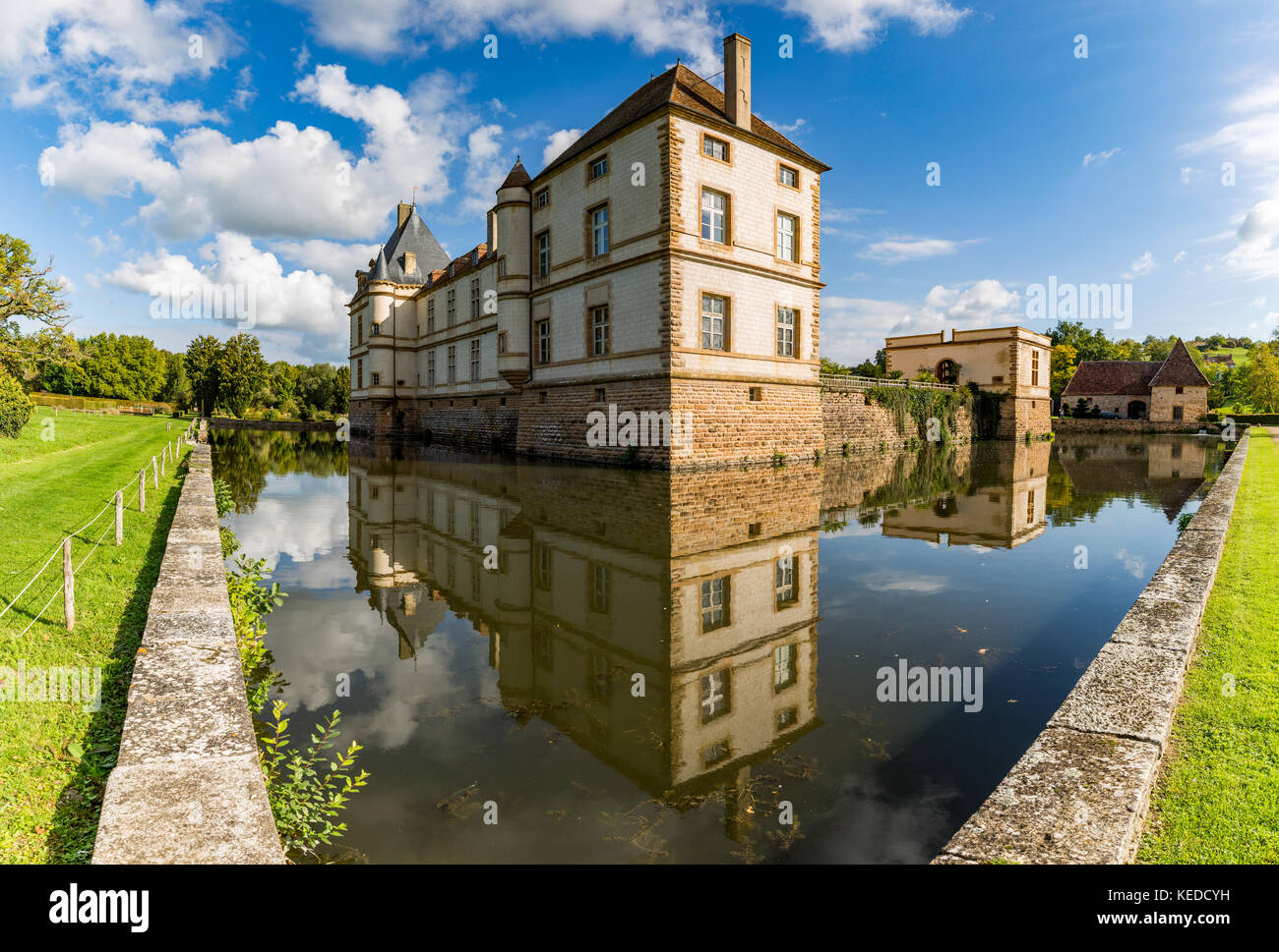 The moated Cormatin castle in South Burgundy Stock Photo - Alamy