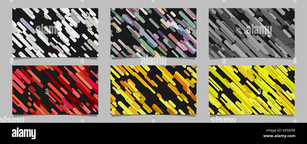 Seamless random rounded diagonal stripe pattern card background template set - abstract vector ...