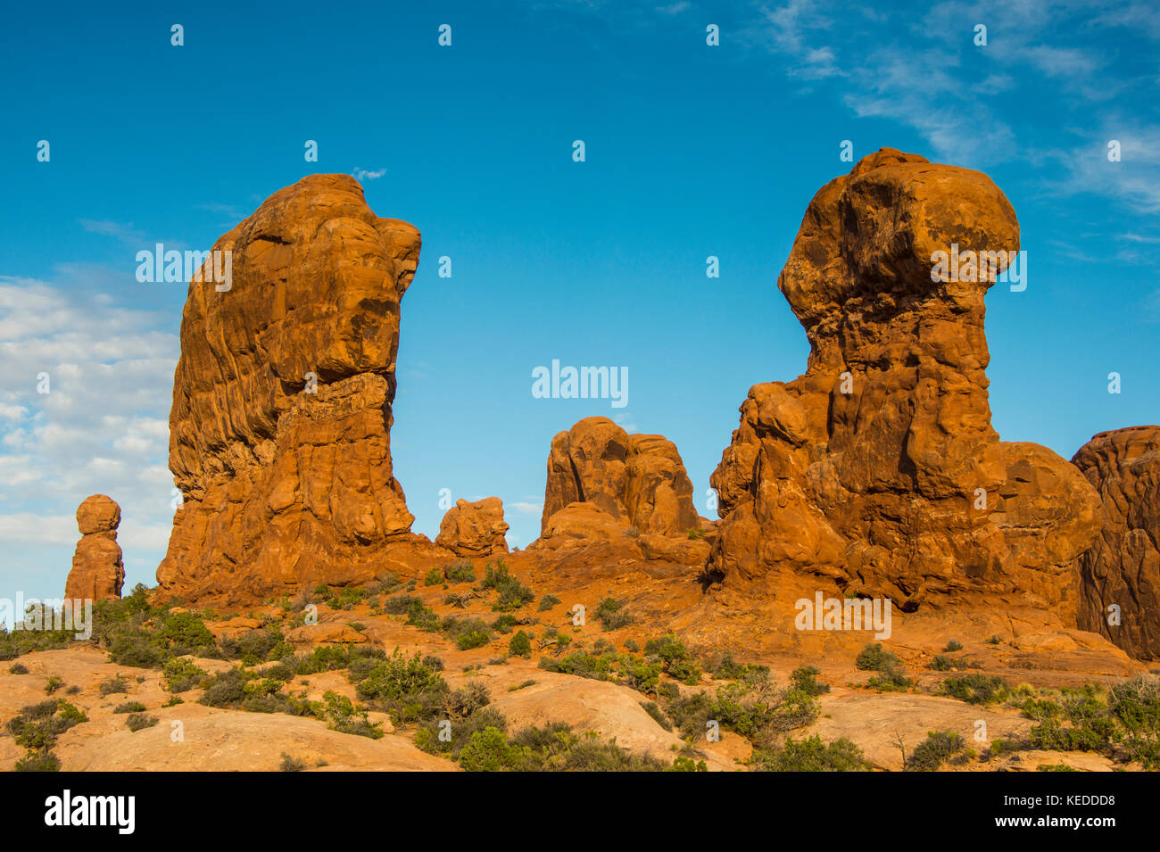 Beautiful red sandstone formations in the Arches National Park, Utah ...