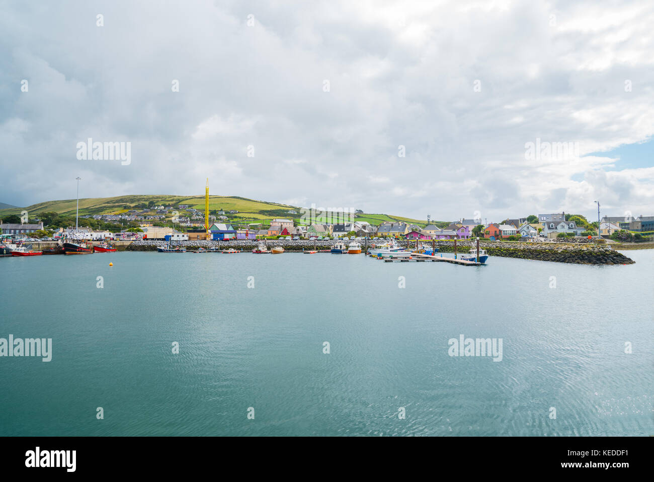 Fishing boats and surrounding hills Dingle Harbour, Ireland Stock Photo ...