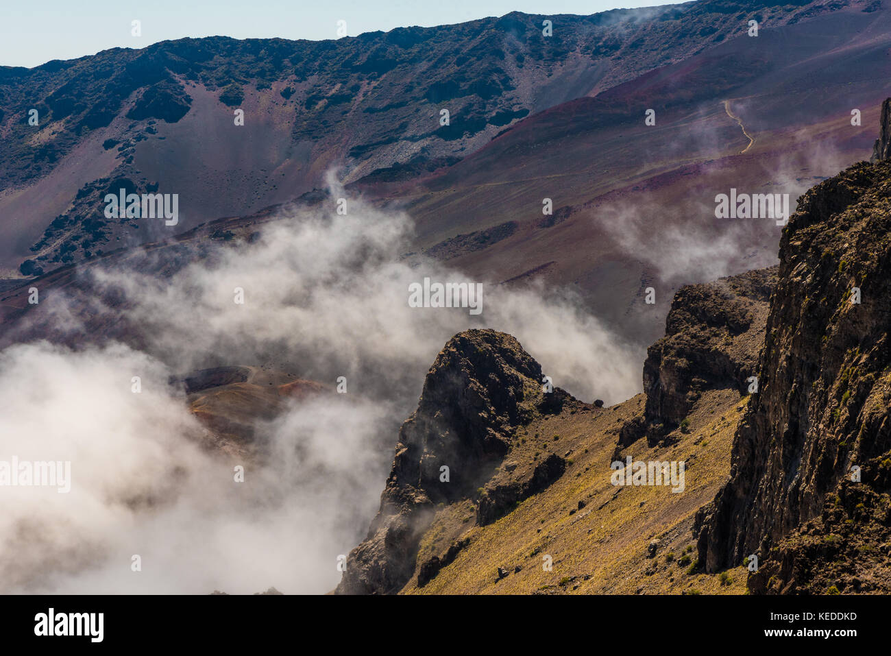 Looking into the crater of the Haleakala volcano in Maui Hawaii Stock ...
