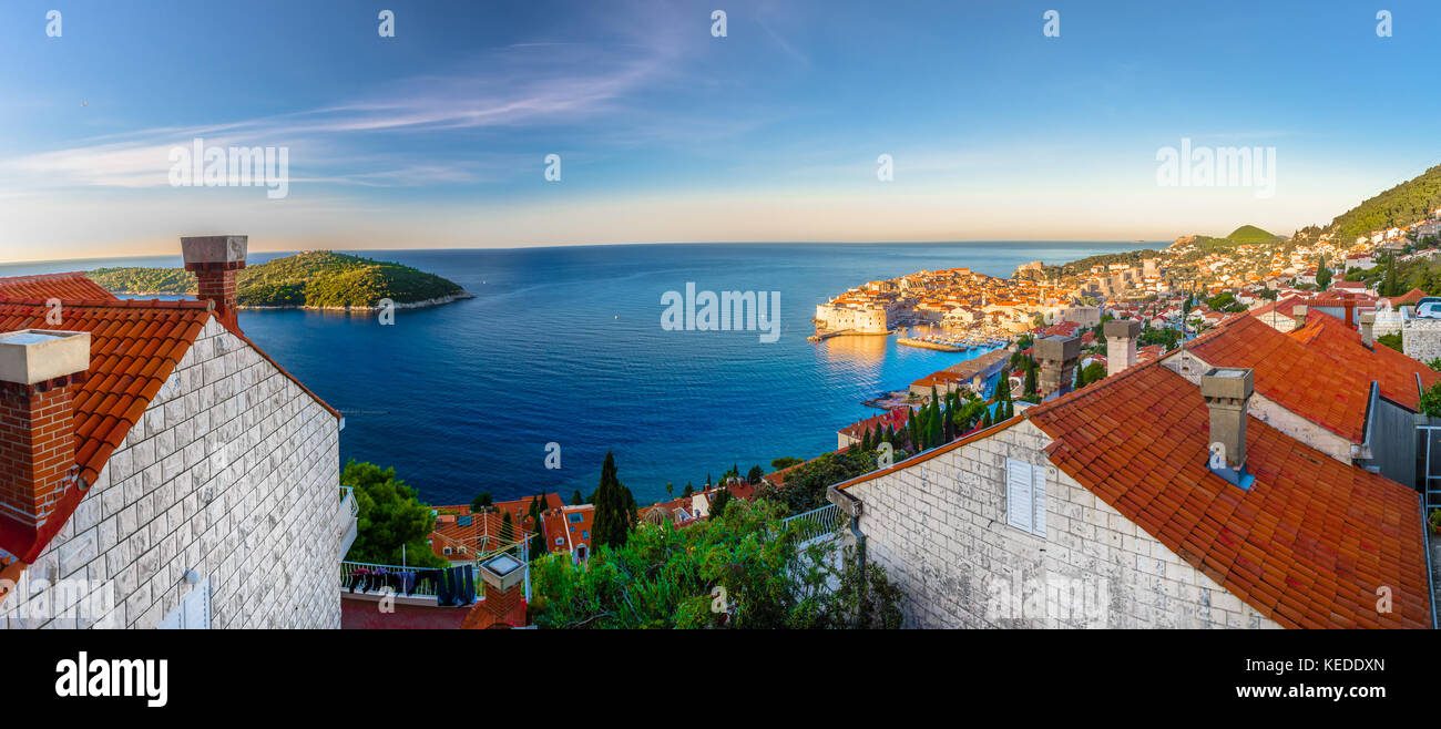 Aerial panorama of Dubrovnik Riviera in Croatia, popular travel place ...