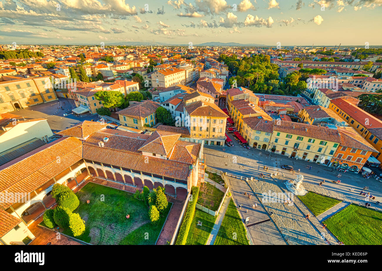 beautiful view of roofs and cityscape of Pisa, famous town jewel of ...