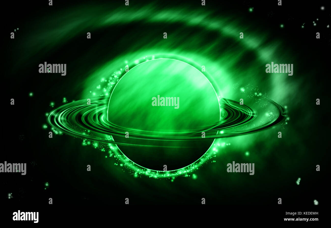 Abstract green saturn planet hi-res stock photography and images - Alamy