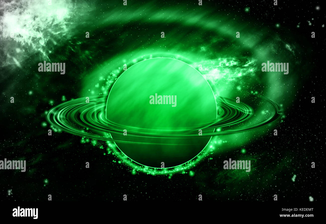 Abstract green saturn planet hi-res stock photography and images - Alamy