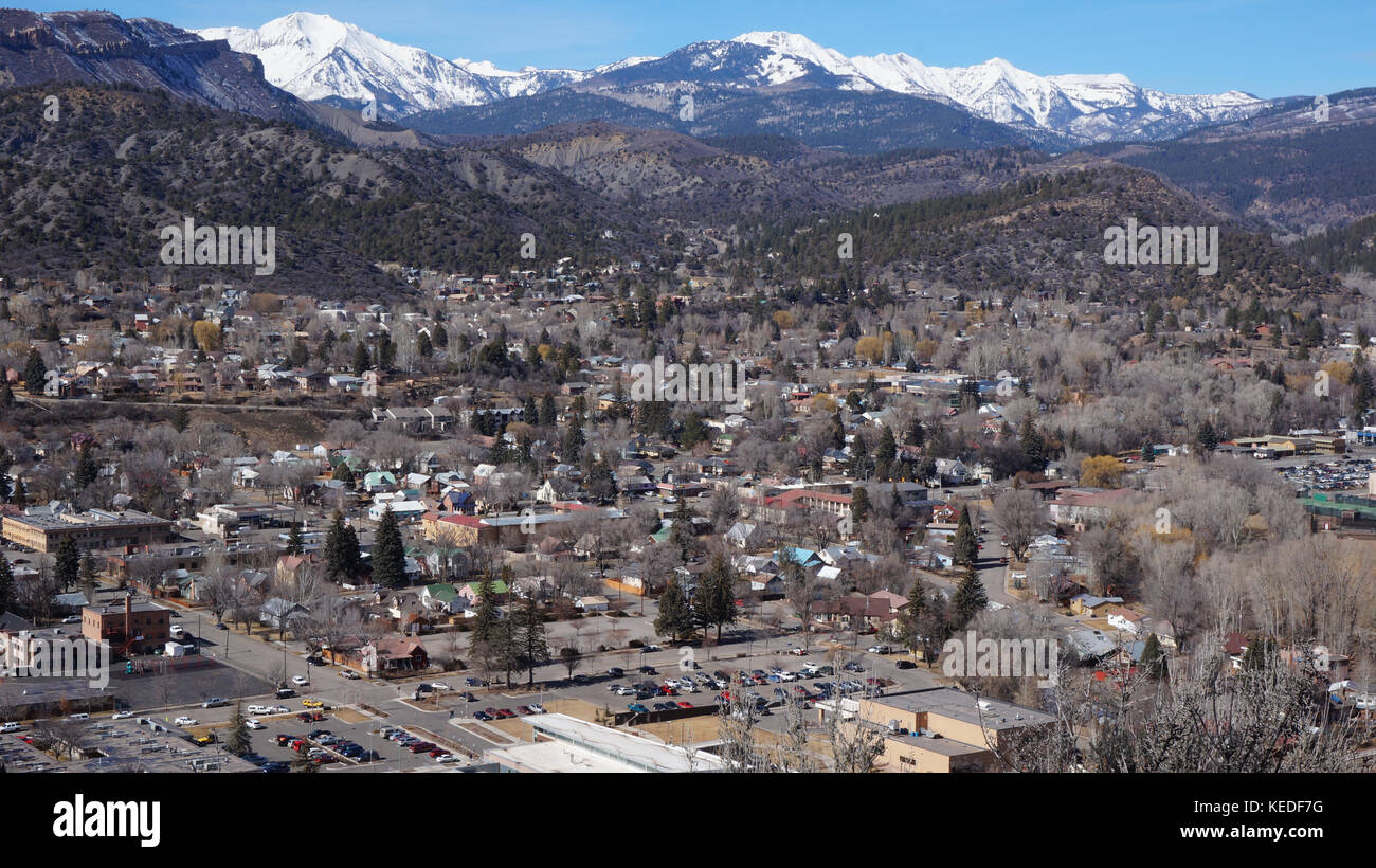 Landscape of the buildings of the downtown in Durango, Colorado Stock ...