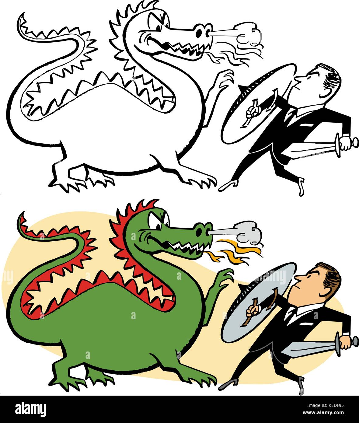 Man fights dragon Stock Vector Images - Alamy